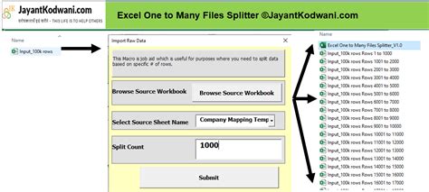 vba macro to split single excel file into multiple excel