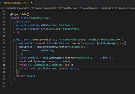 how to use transaction across service in nestjs with typeorm stack