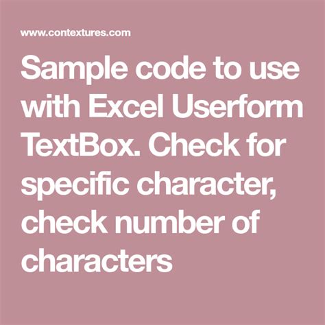 sample code to use with excel userform textbox check for