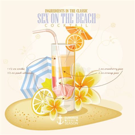 Vector Illustration Of Popular Alcoholic Cocktail Sex On The Beach