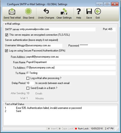 error 535 authentication failed invalid username or password when