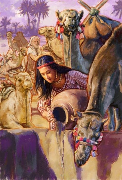 Rebekah Pouring Water For Eliezers Camels To Drink Genesis 24 19 21