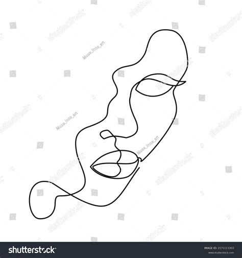 Abstract Woman Face Line Art Style Stock Vector Royalty Free