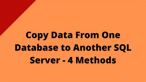 how to copy data from one database to another sql server