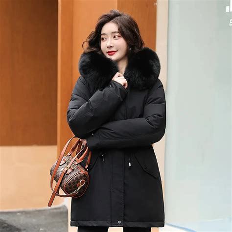 Women Parka Fashion Long Coat Wool Liner Hooded Parkas 2023 New Winter