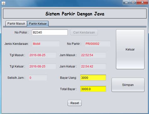 cara membuat program parkir sederhana menggunakan java