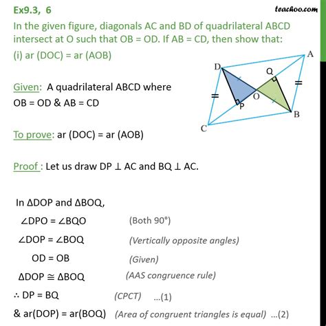 Question 6 In Figure Diagonals Ac And Bd Of Quadrilateral