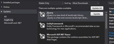 mvc does nuget automatically upgrade installed