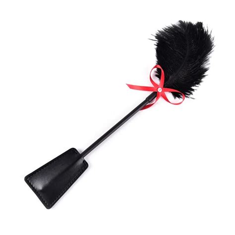 Leather Spanking Paddle Clap Flap Whip Butt With Flirt Tickle Feather