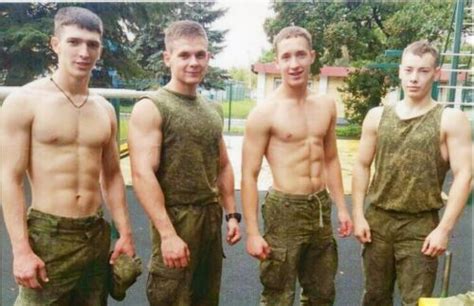 Reprint 2000s Shirtless Handsome Young Man Gay Russian Soldiers Vtg