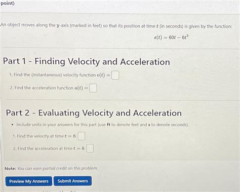 Solved Point An Object Moves Along The Y Axis Marked In