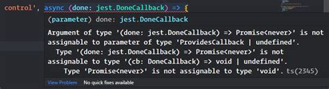 node js jest done callback is not assignable to parameter of type