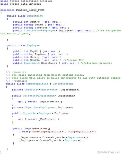 ado ef 4 0 working with plain old clr objects poco classes