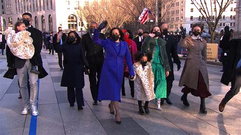 Harris Steps Out Of Car And Walks To The White House Grounds Alongside