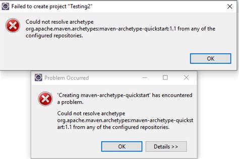 java unable to create maven projects and unable to