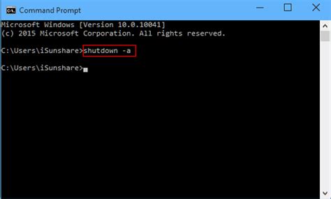 how to cancel shutdown command sanywindows