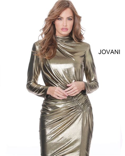 Jovani M1702 Gold Metallic Short Fitted Ruched Dress Satin Dress