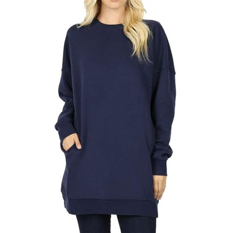 Made By Olivia Womens Casual Oversized Loose Fit Crew V Neck Fleece