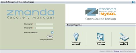 login zmanda documentation wiki