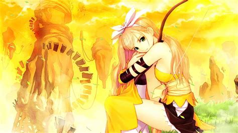 Hd Wallpaper Anime Anime Girls Long Hair Blonde Green Eyes Sky
