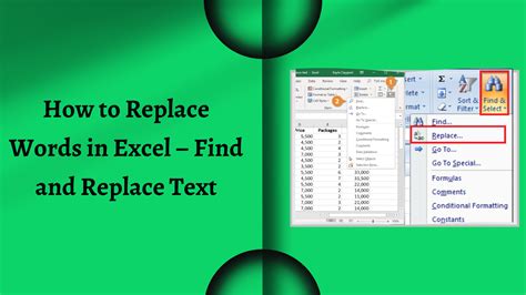 how to replace words in excel find and replace text earn and excel