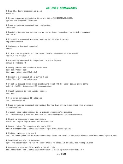 all unix commands docx computer file command line
