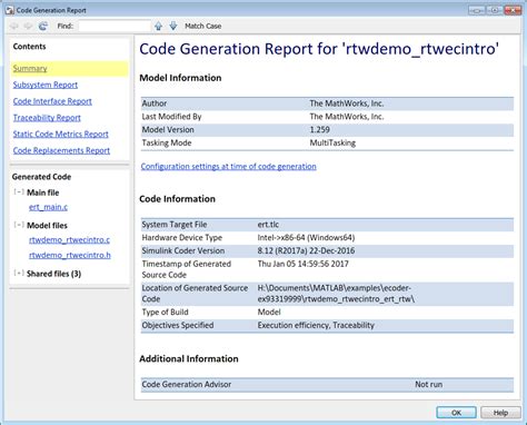 generate code using embedded coder matlab and simulink example