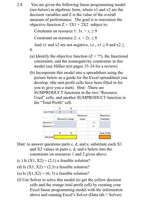 solved 2 8 you are given the following linear programming