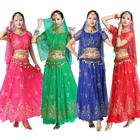 Sari Indian Bollywood Dancewear Dress Costume Women Belly Dance