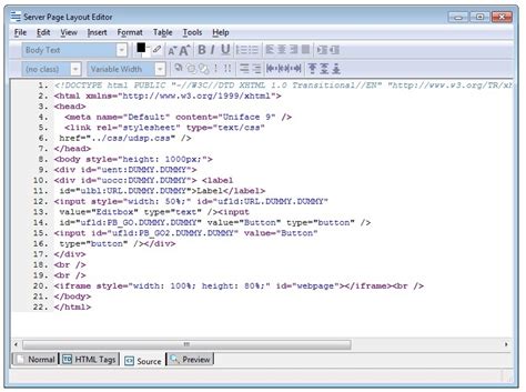 the uniface universe sample for iframe on dsp