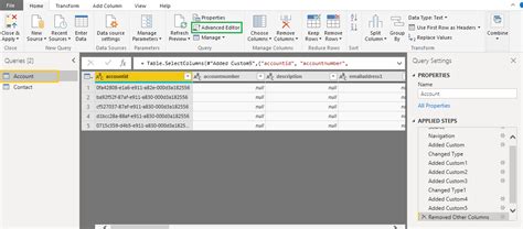 how to modify data source queries of power bi report using advanced