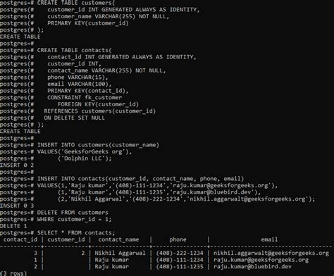 postgresql foreign key geeksforgeeks