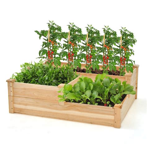 3 Tier Wooden Raised Garden Bed With Open Ended Base Costway
