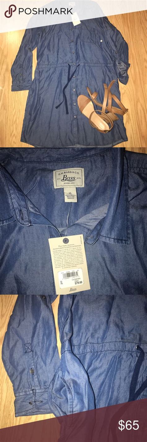 G H Bass🌟denim Dress W Pockets Anddrawstring Waist Nwt In Excellent