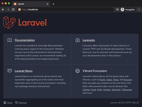 create a laravel 8 application from scratch developer how to