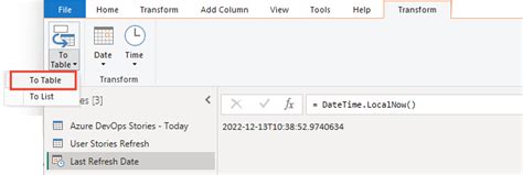 add last refresh date to a power bi report azure devops microsoft learn