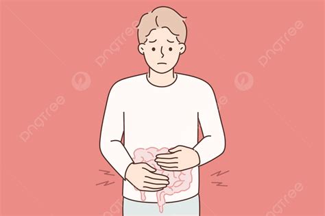 يعاني الرجل من آلام في المعدة من سوء التغذية أو التسمم بالوجبات السريعة