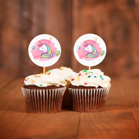 Digital Unicorn Cupcake Toppers Party Picks First Birthday Etsy