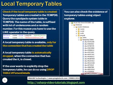 sql server and c video tutorial part 34 temporary tables