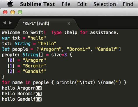using swift repl from sublime text strathweb a free