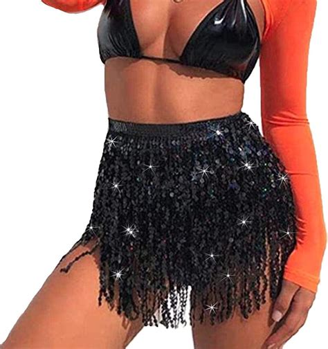Zx Belly Dance Hip Skirt Sequin Fringe Hip Scarf For Women And Girls