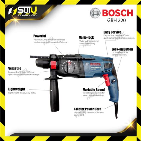 Bosch Gbh220 Gbh 220 2 0j Sds Plus Rotary Hammer 720w 1400rpm Rotary