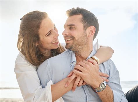 Love Couple And Hug On A Beach At Sunset Loving And Romantic While