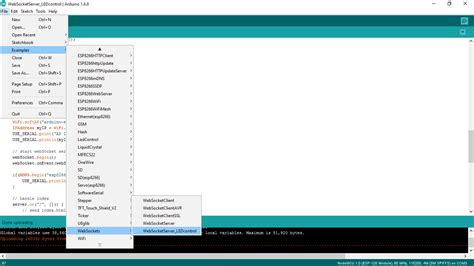 arduino er nodemcu esp8266 implement websocketsserver to