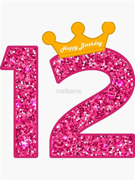Happy Birthday Art Girls 12th Party 12 Years Old Bday Sticker For