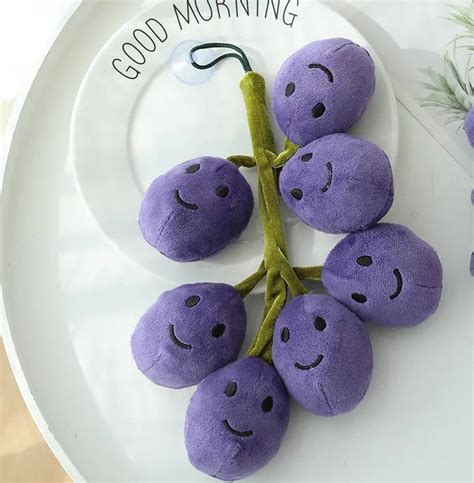 Eggplant Peach Pear Plushie Doll Scribble Snacks