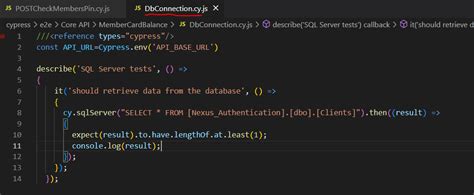 javascript how to fix the db connection error using cypress sql