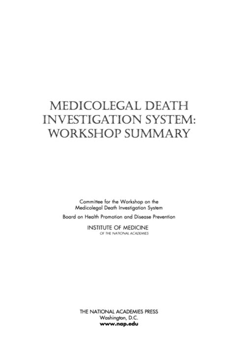 Front Matter Medicolegal Death Investigation System Workshop Summary