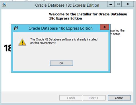 oracle xe 18c will not reinstall after being uninstalled — oracle tech