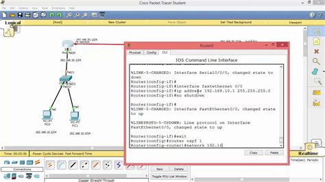 how to configure ospf configuration in packet tracer youtube